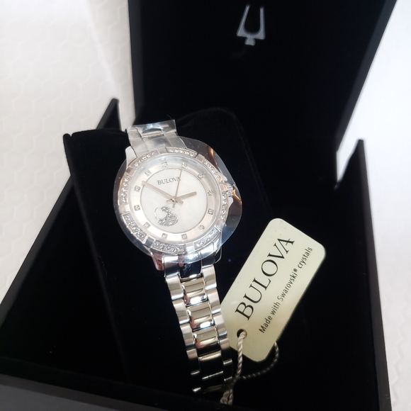 Bulova | Accessories | Nwt Bulova Heart Silver Stainless Steel Watch ...